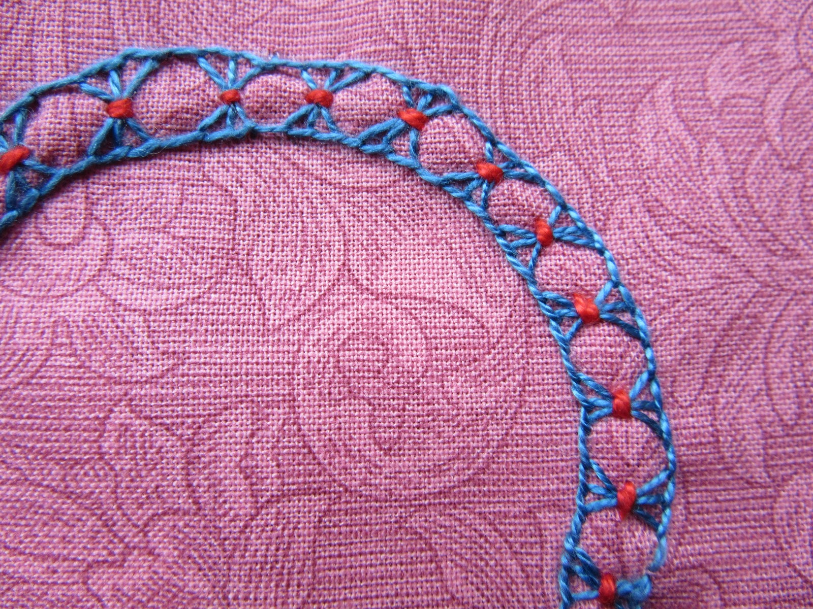 Queenie's Needlework: Friday Homework for Lesson 15: Open Chain Stitch