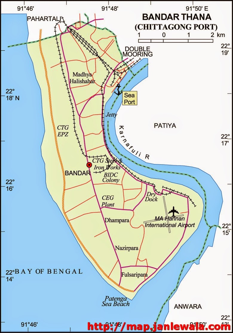 Chittagong Bandar Thana Map, Chittagong, Bangladesh