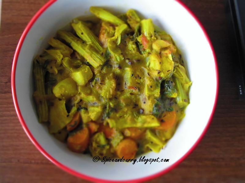 Spice and Curry: Sojne Data Charchori- Drumsticks and Vegetables stir/fry