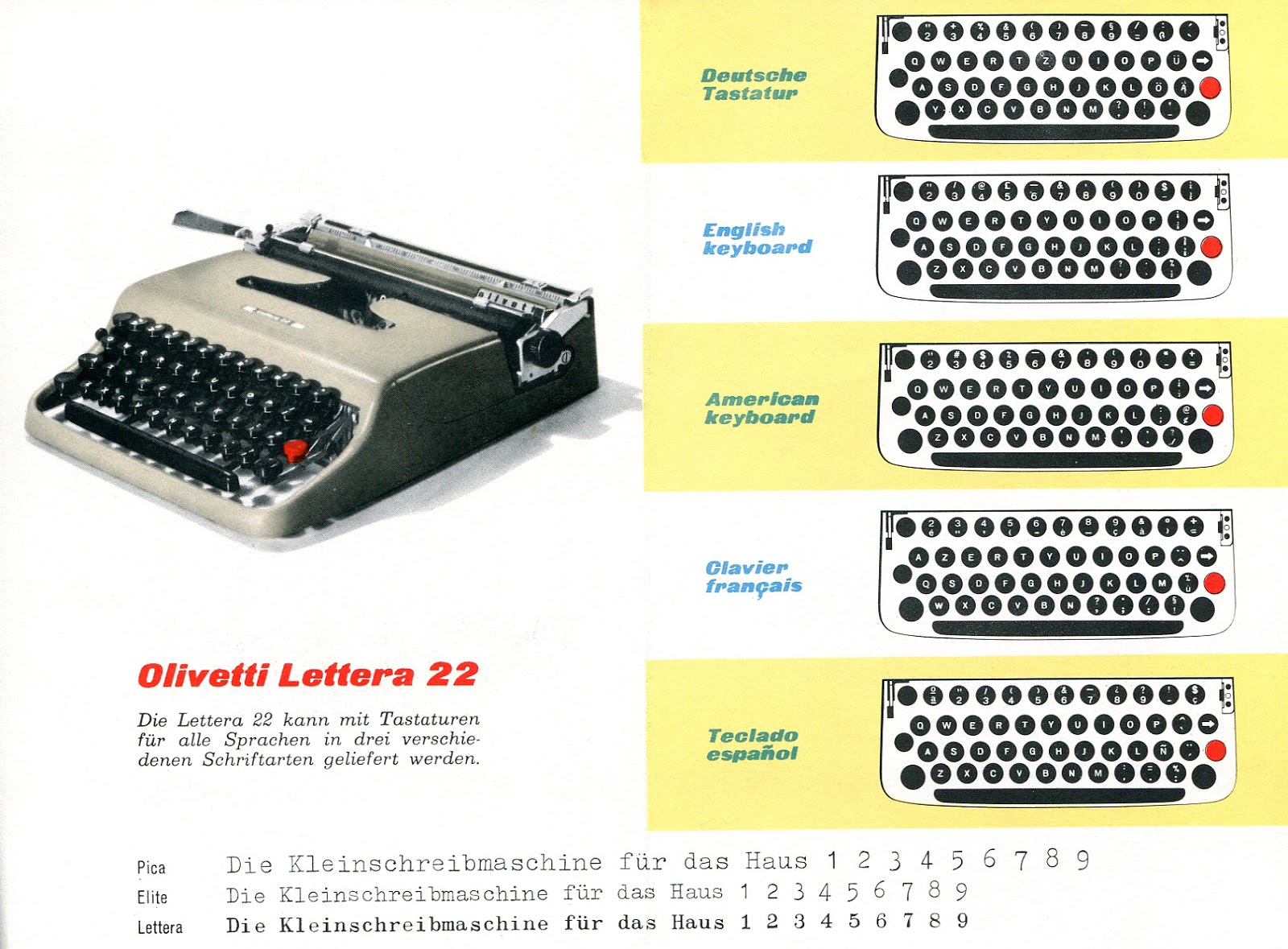 x over it: 1954 Olivetti Lettera 22 leaflet and pricelist