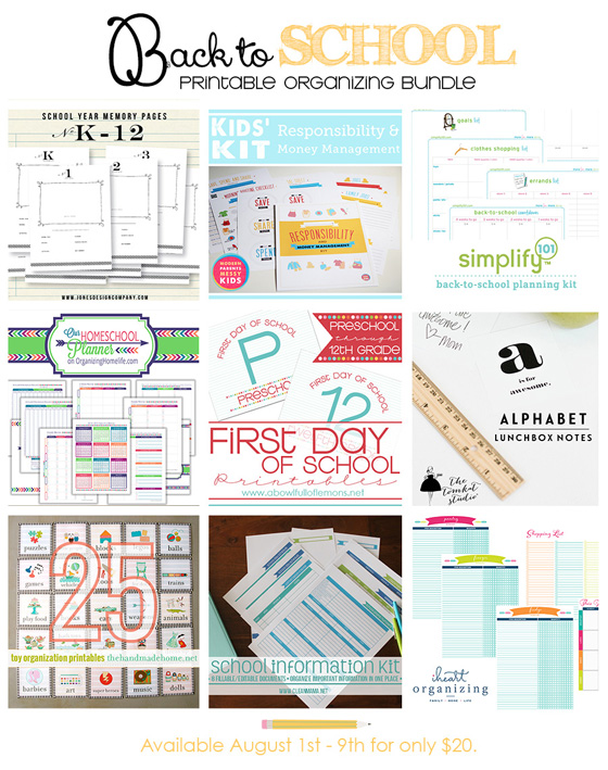 IHeart Organizing: Ended: HUGE Back-To-School Printable Organizing Bundle!