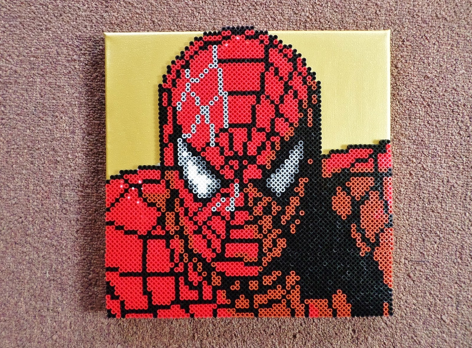 Long Black Fingers : Spiderman Perler On Canvas