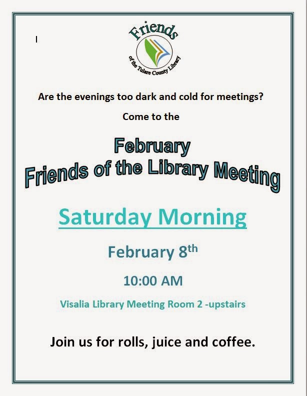 Tulare County Library News and Events: Friends of the Library, Saturday ...