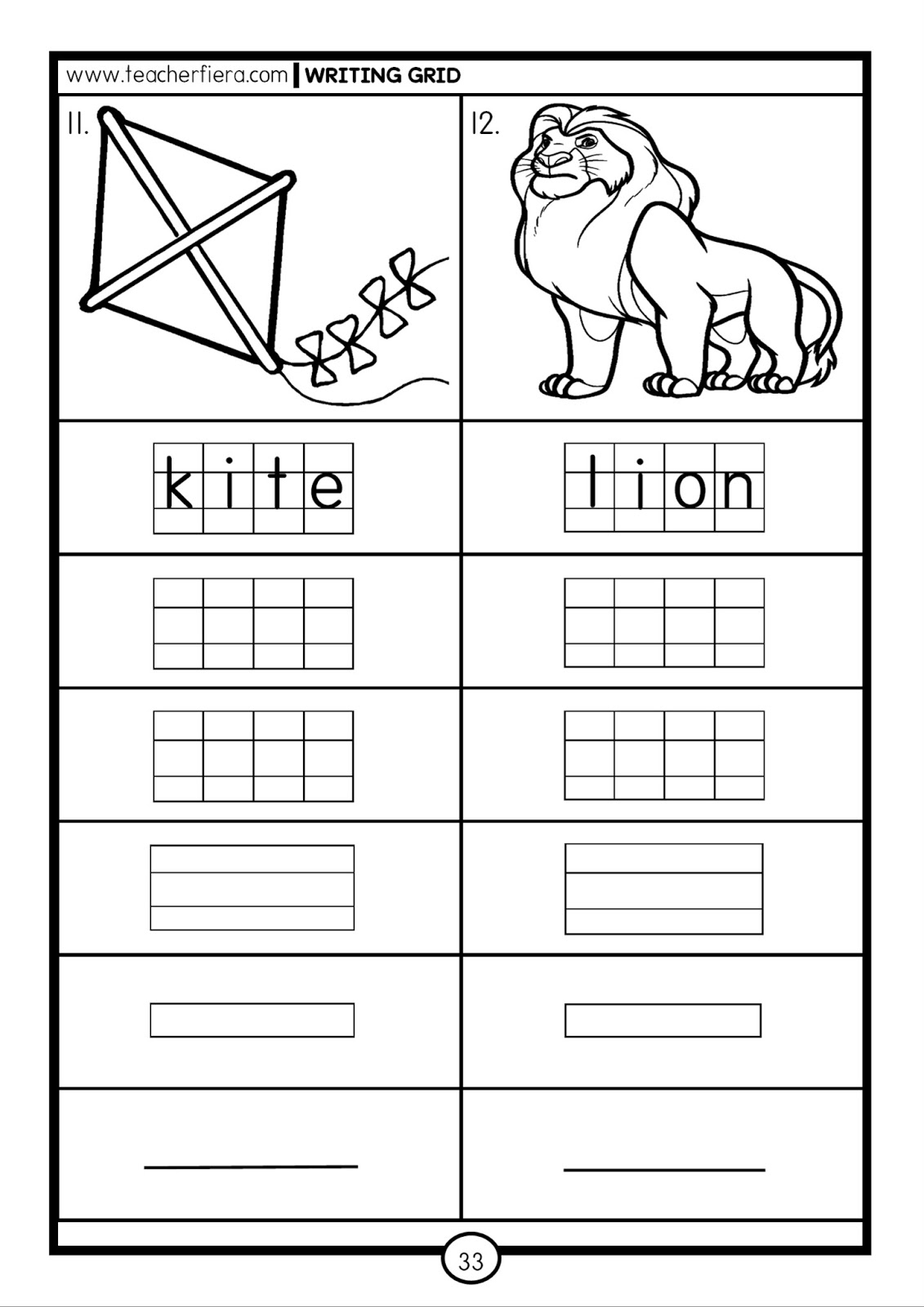 teacherfiera.com: WRITING GRID FOR BEGINNERS BY TEACHERFIERA.COM
