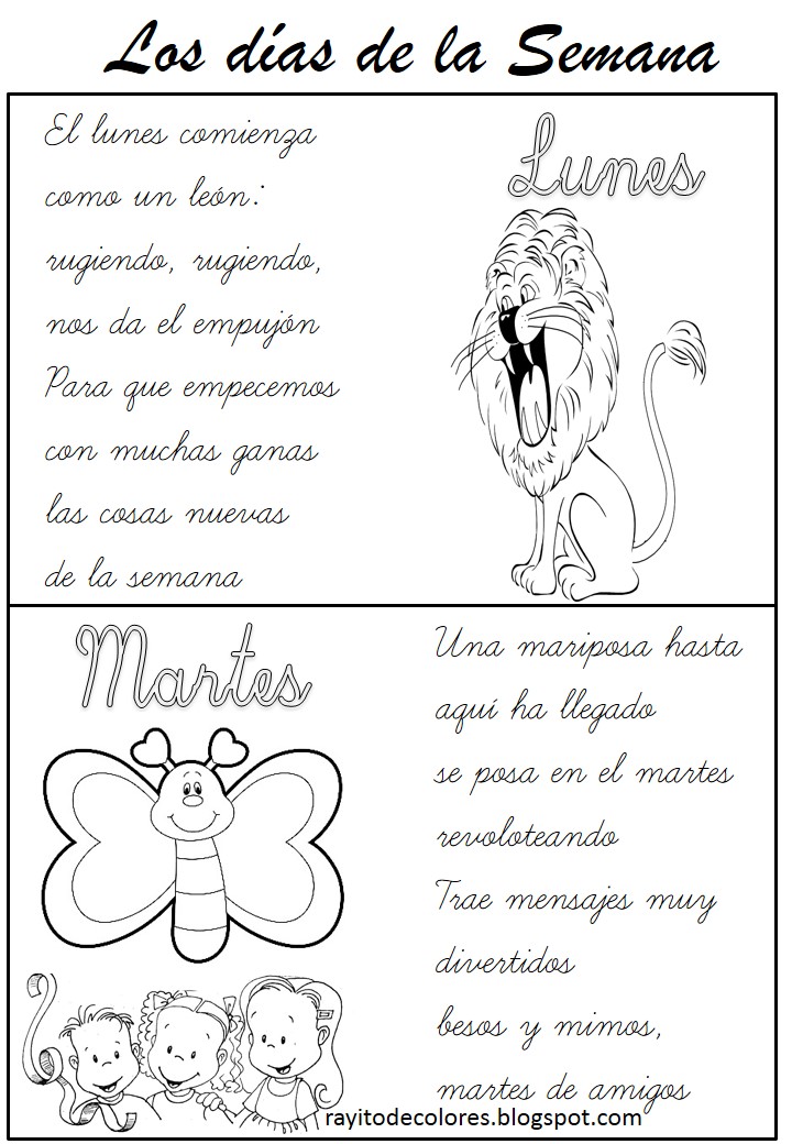 Rayito de Colores: Los días de la semana