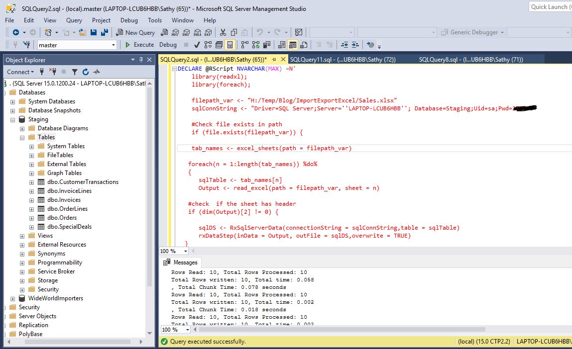 All about SQLServer: SQL Server Export/Import excel using R script - Part 4