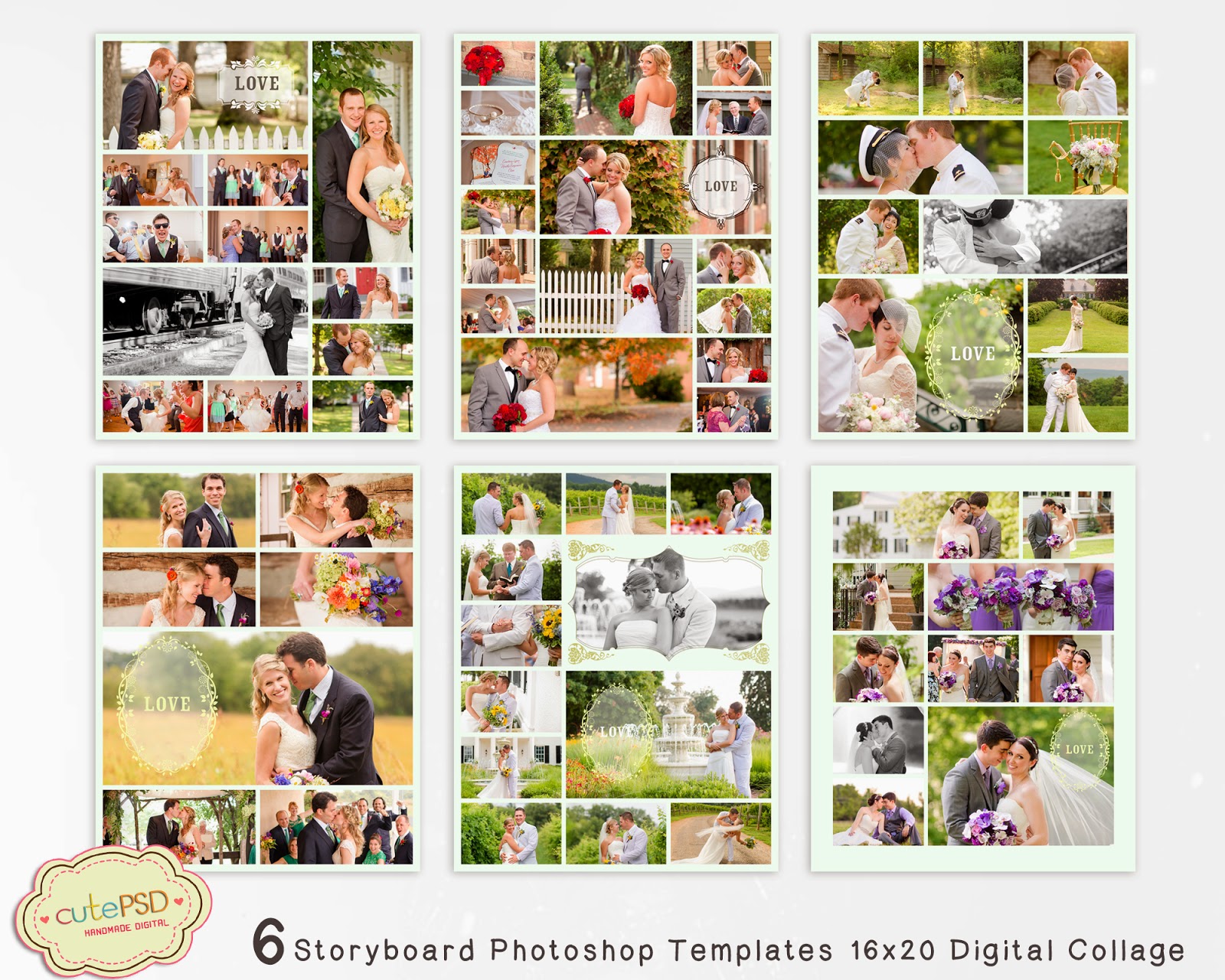 6 Storyboard Photoshop Templates 16x20 Digital Collage, Blog Board ...
