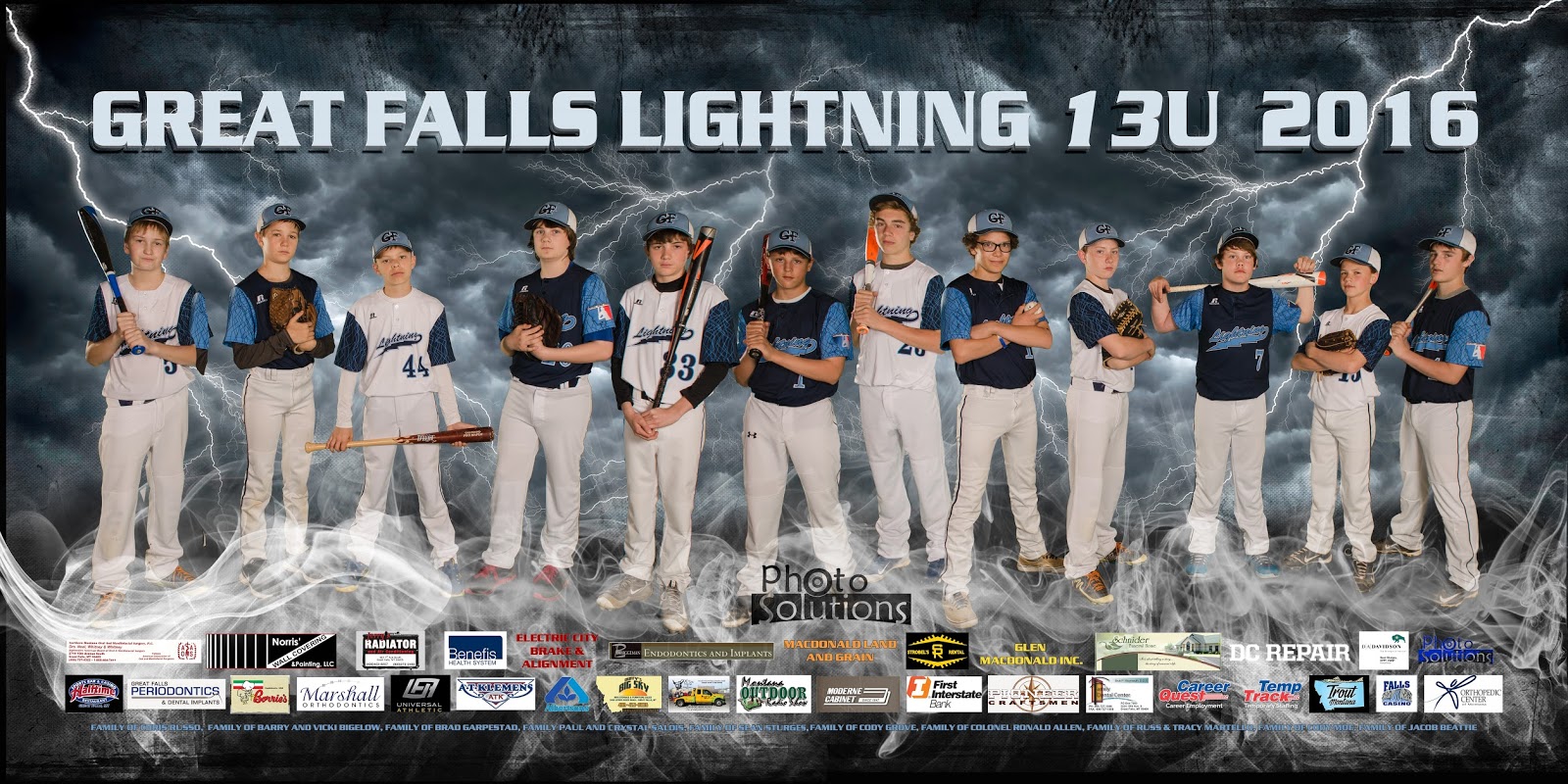 Great Falls Lightning Baseball: 13U Banner - Thank you to our sponsors!