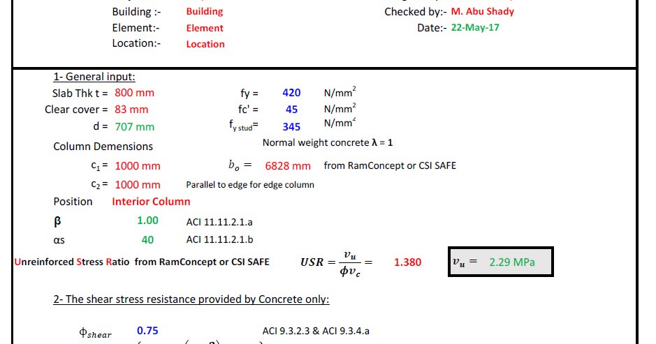 Mohamed Abushady, P.E., PMP: ACI 318M-11 RC Slab Punching Shear ...