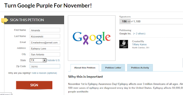 EpilepsyBlogger: Help Turn Google Purple for Epilepsy Awareness Month!