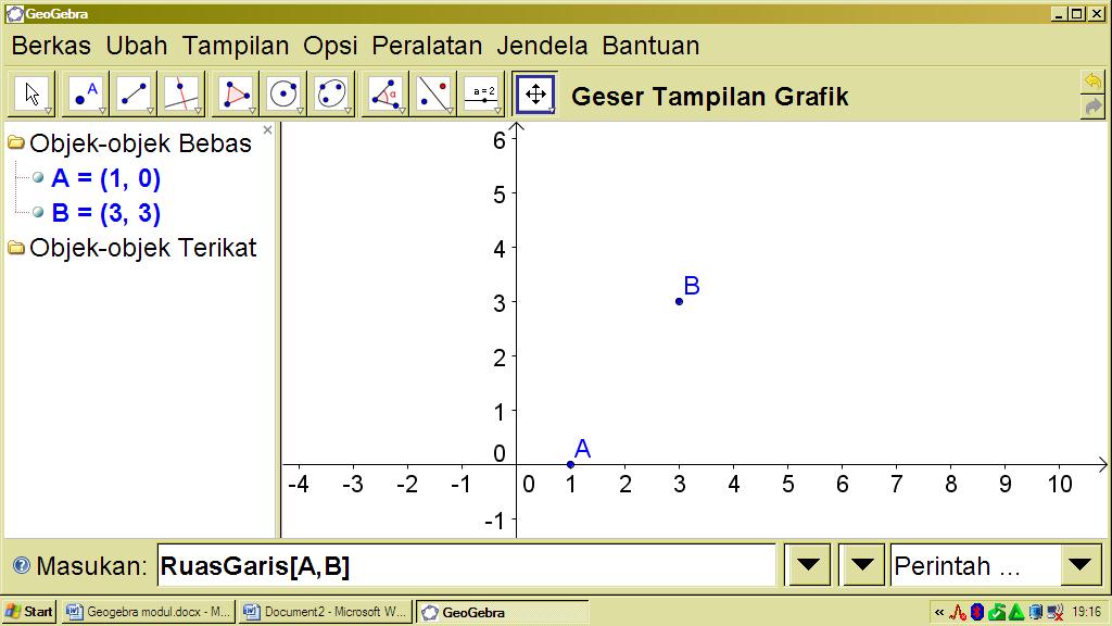 Menggunakan GeoGebra: Menggambar Ruas Garis dan Sinar