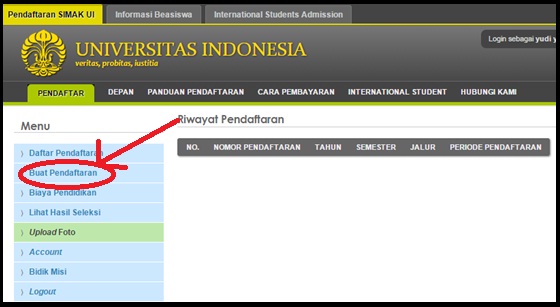 1. Membuat account di situs penerimaan UI