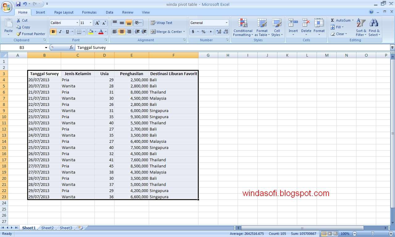 Blog Kesehatan: Cara Membuat PivotTable pada Ms. Excel