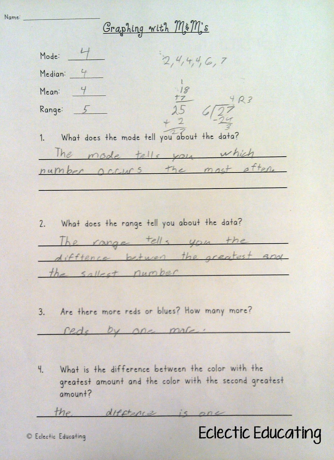 Eclectic Educating: Graphing with M&Ms!