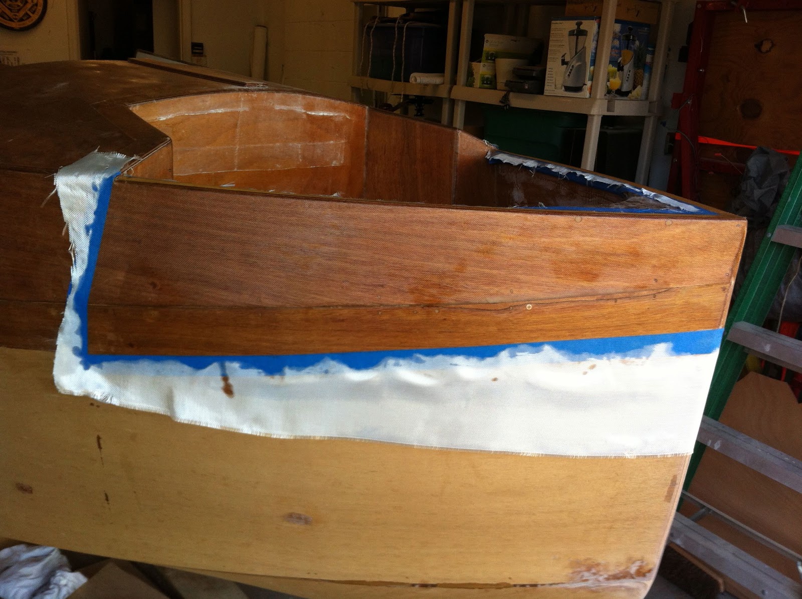 PocketShip Build: Top Sides Fiberglassing and Misc Woodwork