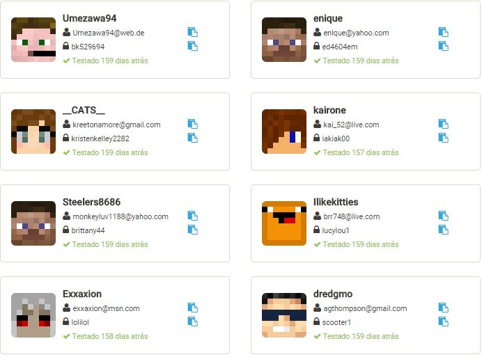 Nerd Kraft: Contas Originais Grátis para Minecraft / Accounts Original ...