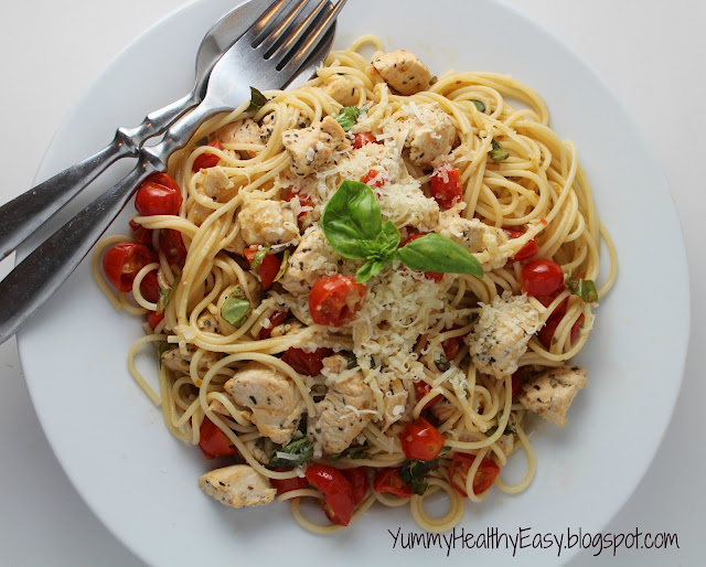 Healthy & Light Spaghetti with Sauteed Chicken and Grape Tomatoes ...