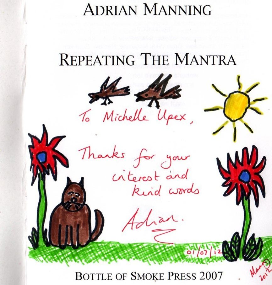 Adrian Manning Poetry and Art: Signed and illustrated title page