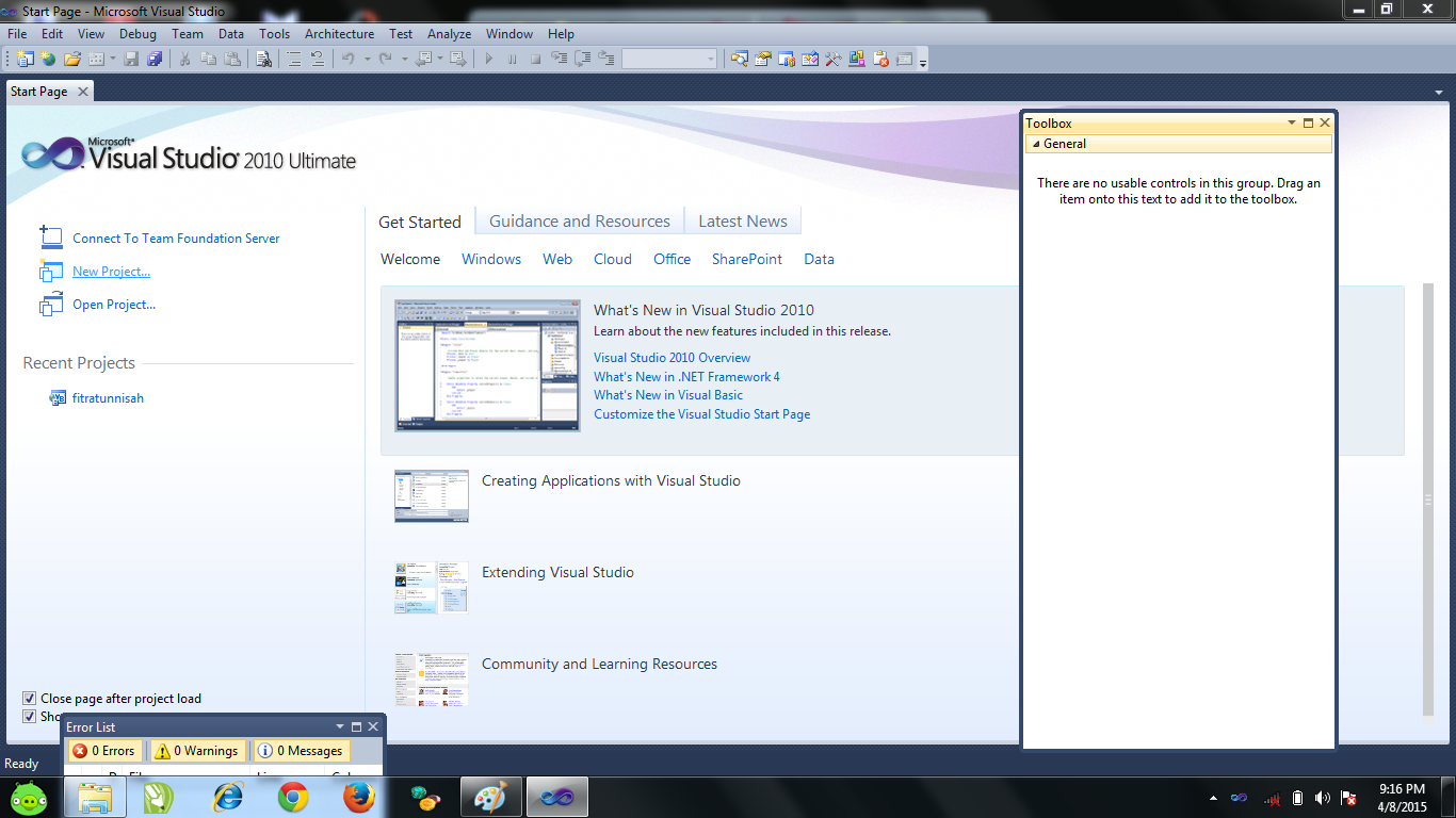 Perdana: Tutorial Membuat Program Sederhana Menggunakan Visual Studio 2010