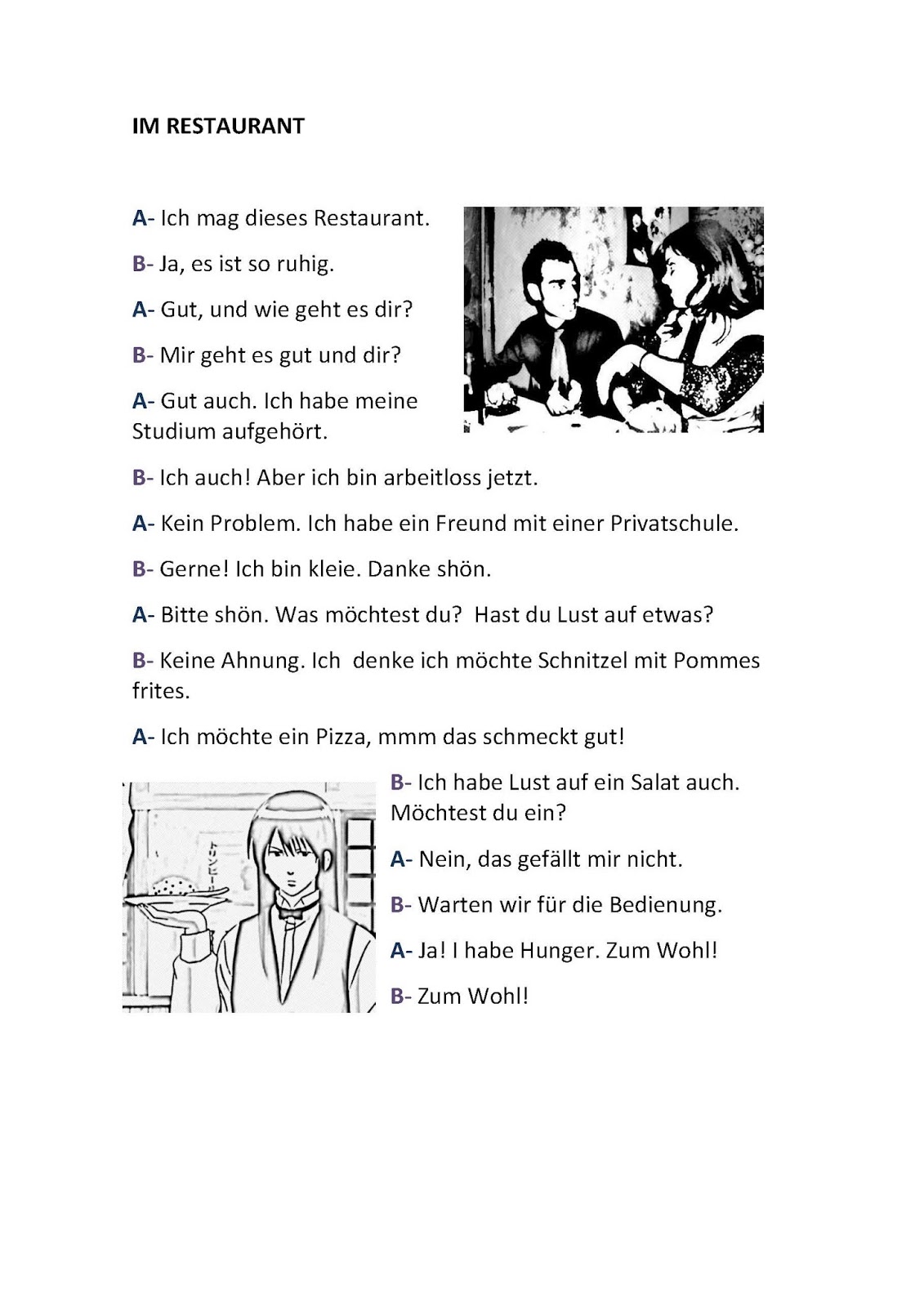 Iris Deutschkurs Blog: Sprechen wir doch! - Im Restaurant.