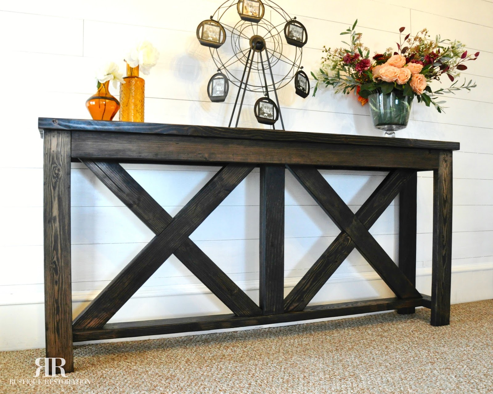 Rustique Restoration: Custom Built X-Brace Console Table