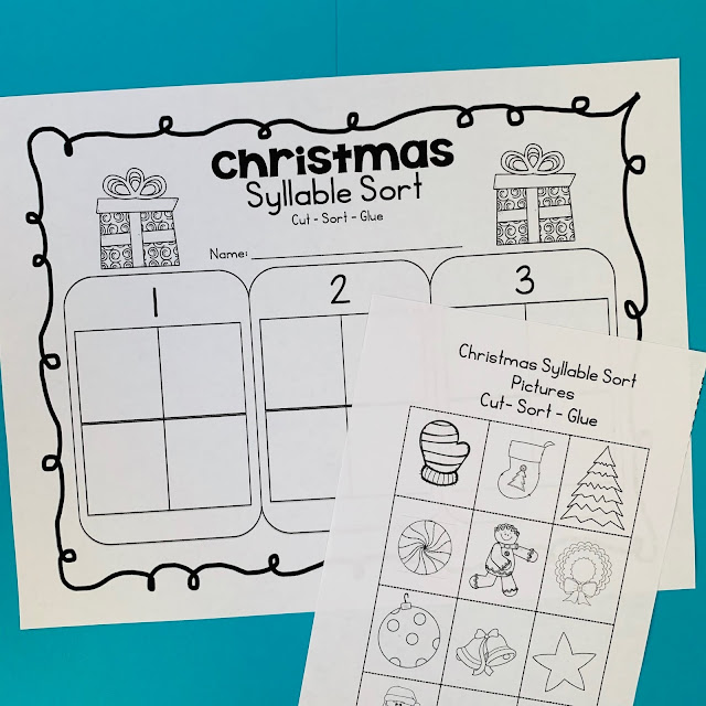Lattes And Lunchrooms: Christmas Syllable Counting FREEBIE
