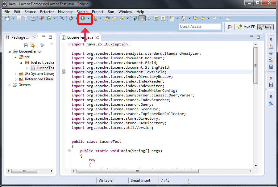 Lucene eclipse tutorial for beginners: Tutorial - Working with lucene and eclipse