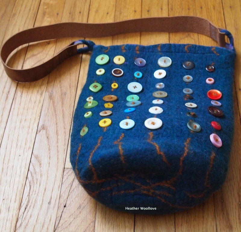 Wool love-functional fiber art: "Who's Got the Button"? Purse- Part 4