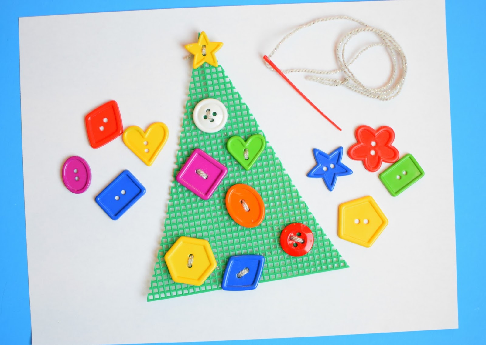 Christmas Tree Fine Motor Button Sewing Activity | What Can We Do With ...