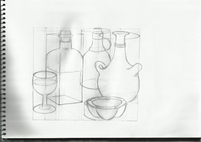 Dibujos: Bodegón (líneas principales y formas)