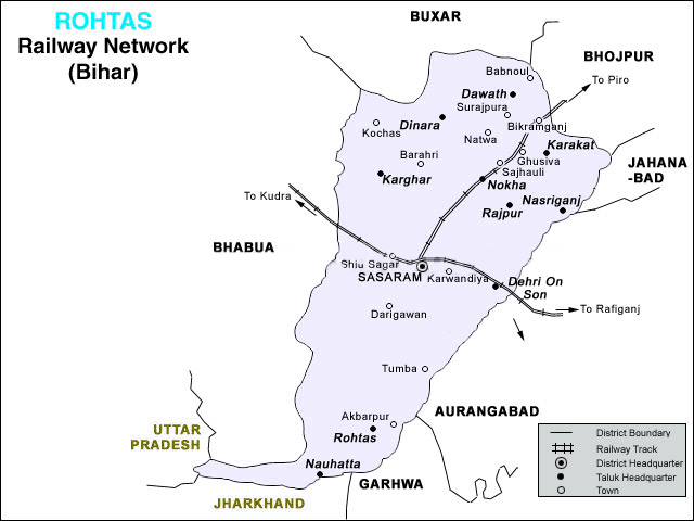 Rail-Map-india: rohtas_railway_map