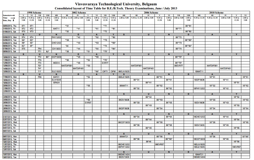 True Gift: VTU Time Table June 2013 July 2013 - VTU Time Table June ...