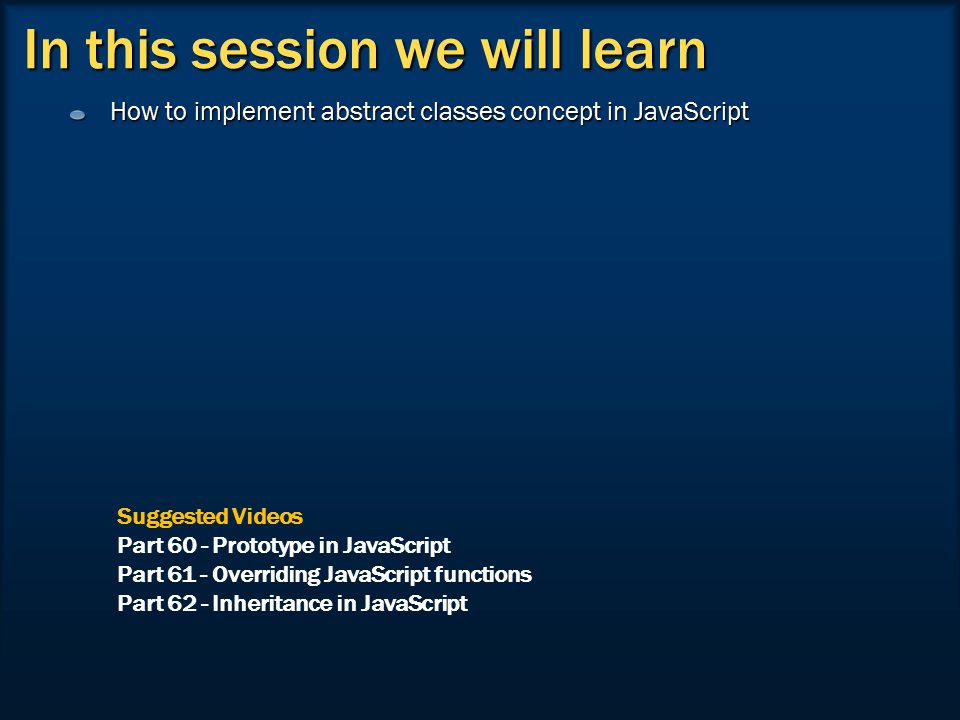 Sql Server Net And C Video Tutorial Abstract Classes In Javascript