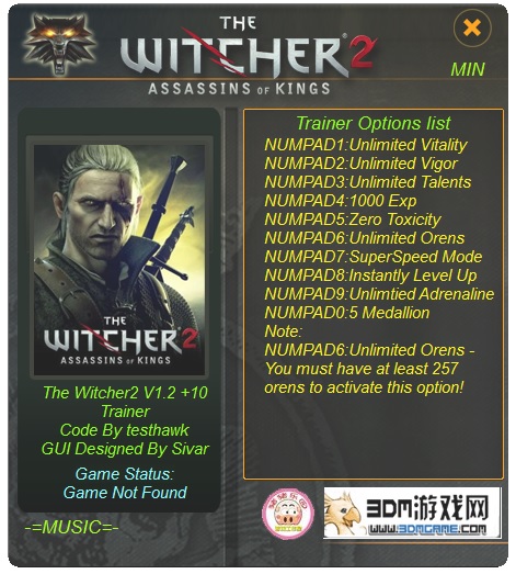 The Witcher Game Trainers: THE WITCHER 2.V1.2.PLUS+10.TRaiNer |TESTHAWK|