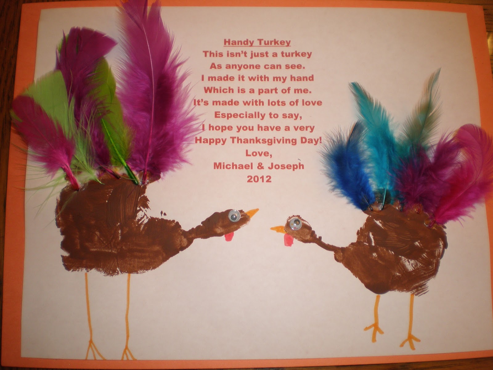 NJ Crafty Momma: Handy Turkey Project