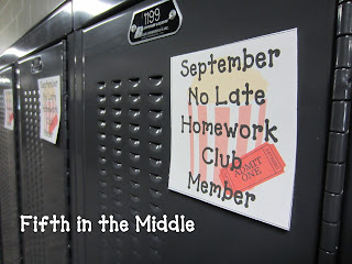 September No Late Homework Club | Fifth in the Middle