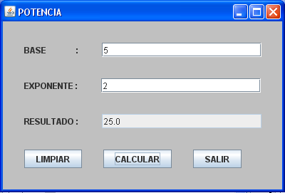 FULL CODIGOS JAVA: VENTANA DE OPERACION DE POTENCIAS CON JFRAME