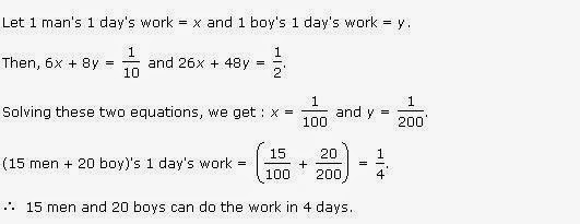 Aptitude: If 6 men and 8 boys can do a piece of work in 10 days while ...