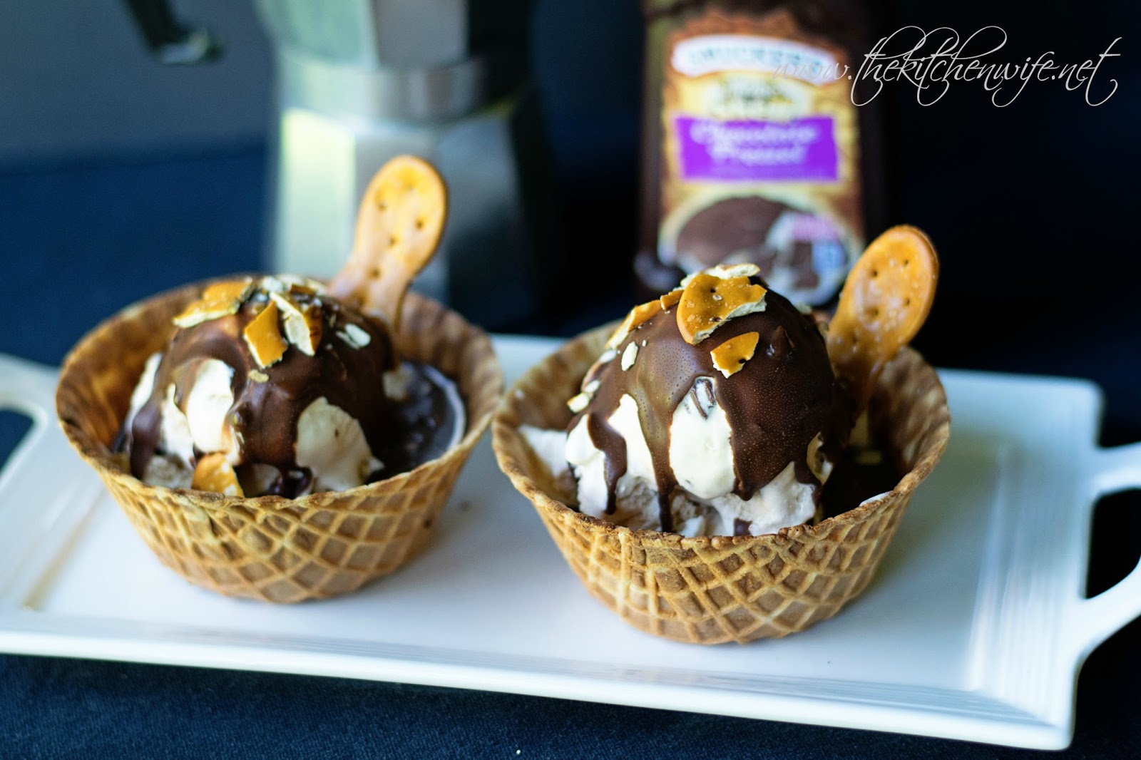 Chocolate Covered Pretzel Ice Cream Sundae Recipe - The Kitchen Wife