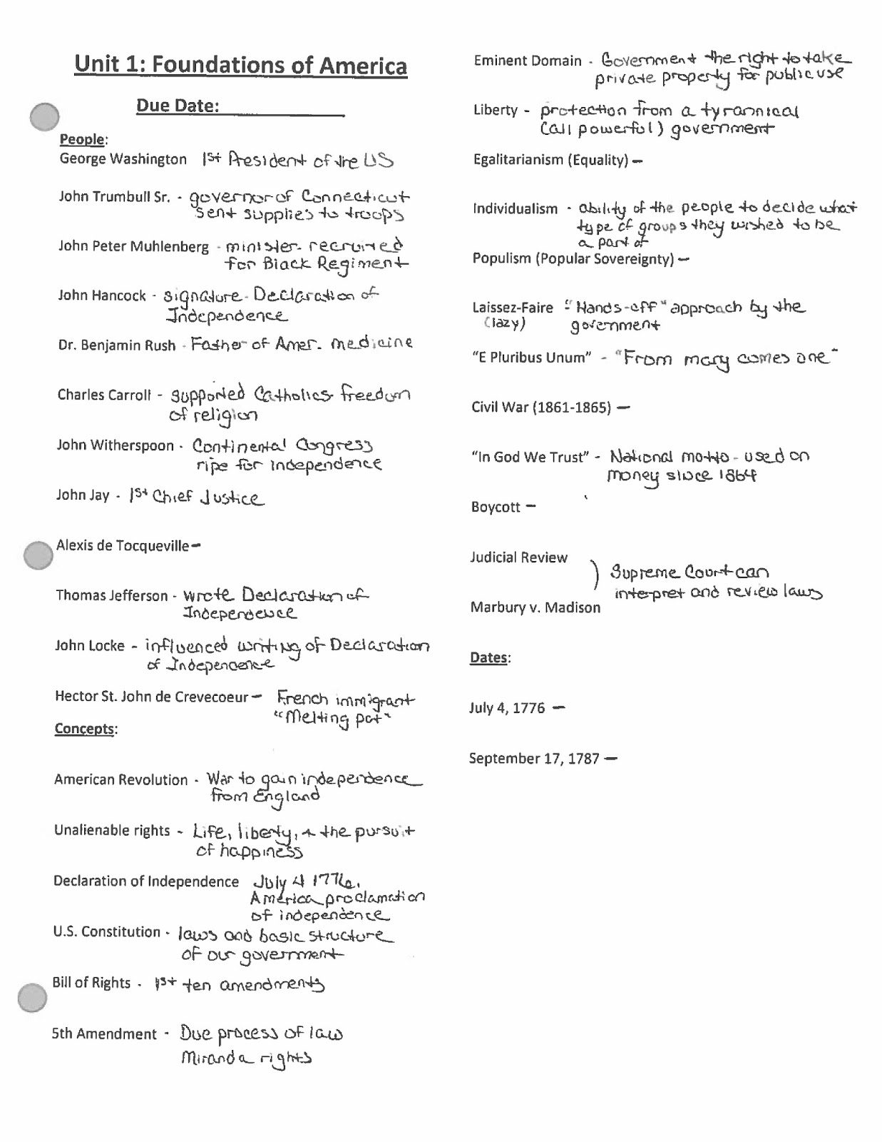 Mr. E's U.S. History and Black History Page: Unit 1 - Foundations of ...