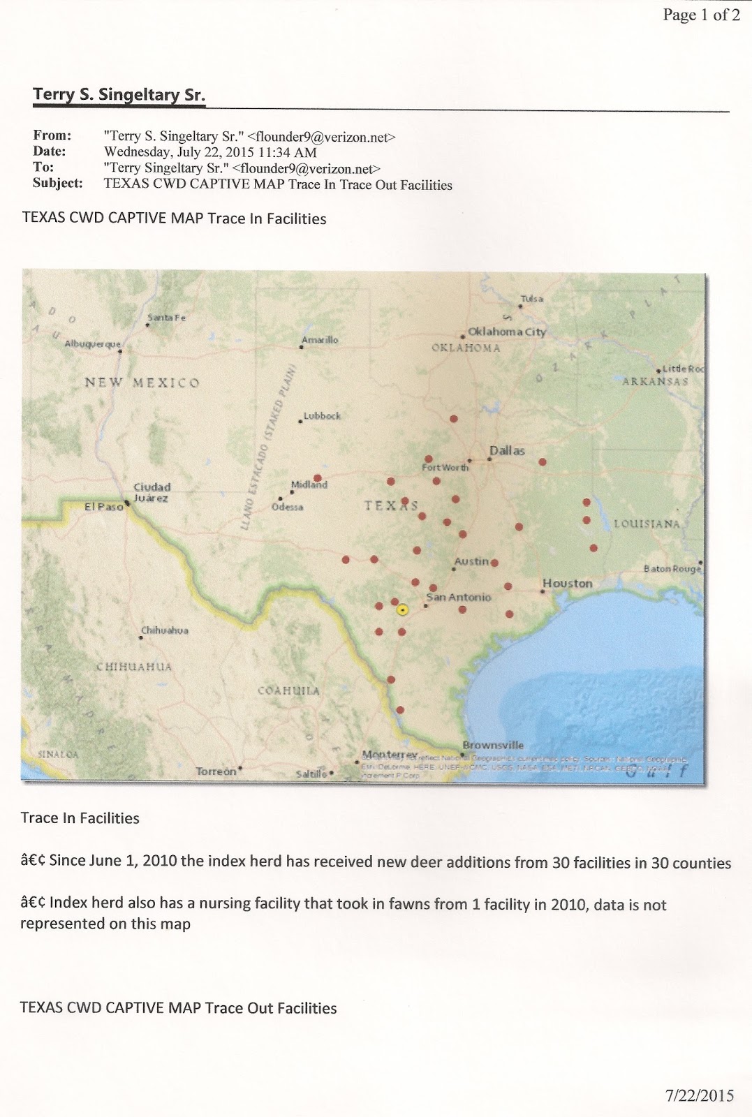 Chronic Wasting Disease: Texas CWD Medina County Herd Investigation ...