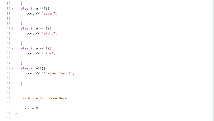 Conditional Statements C++ - hackerrank