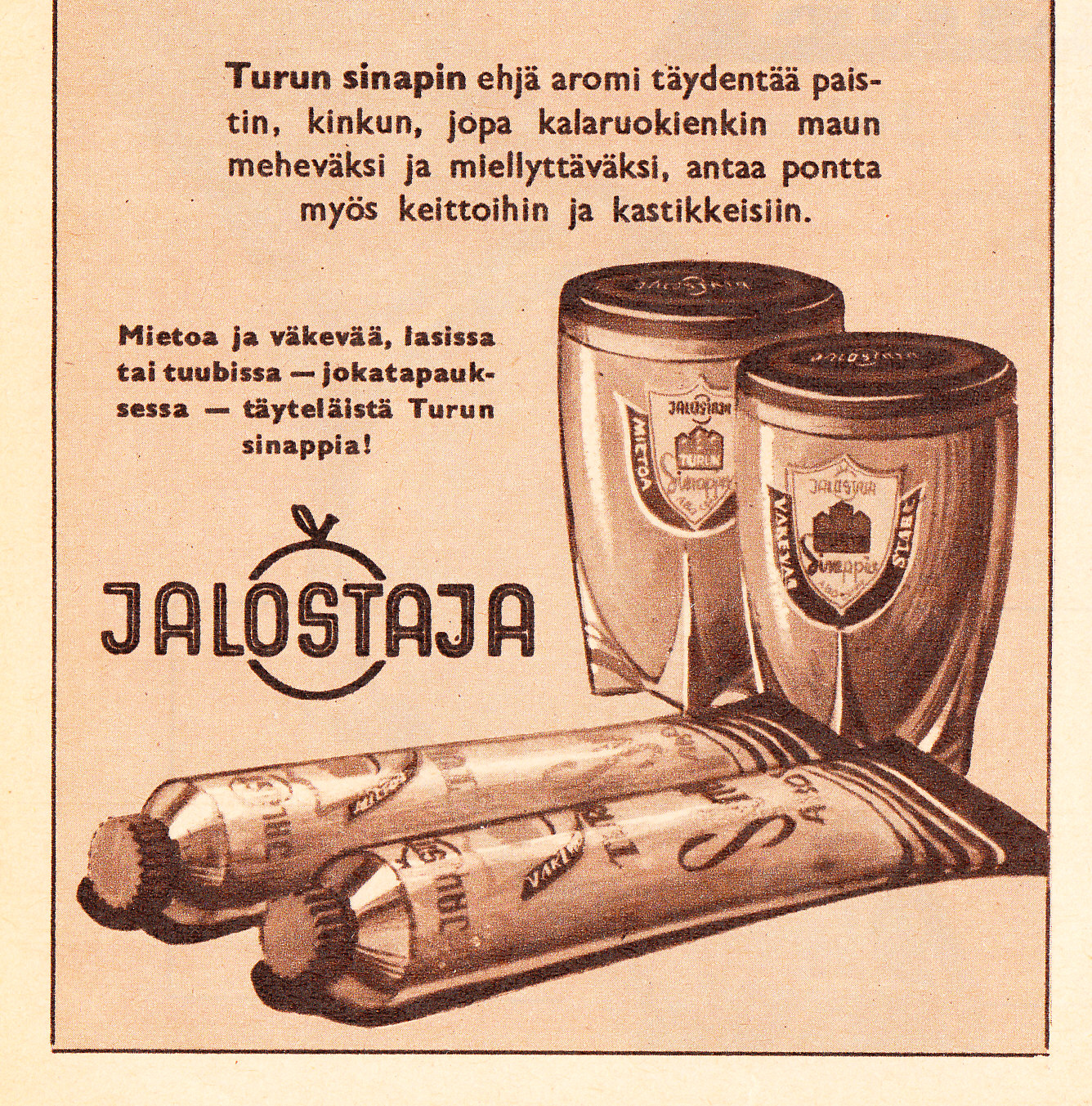 Vanhoja mainoksia: Turun sinappi 1953