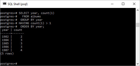 SQL: Counting Groups of Rows Sharing Common Column Values SQL: Counting Groups of Rows Sharing Common Column Values