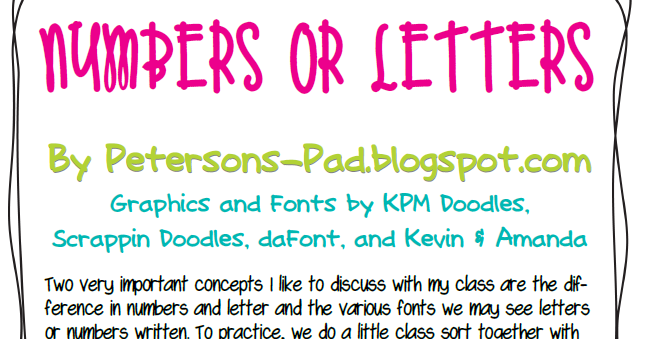Peterson's Pad: Numbers or Letters Freebie
