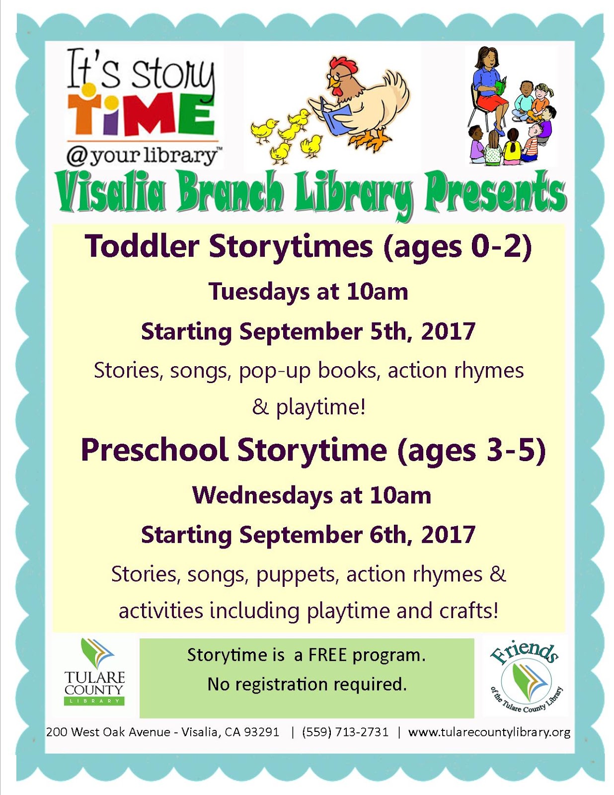 Tulare County Library News and Events: Storytime & Toddler Time Re ...