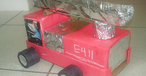 My Life with Pipidinko: A Cardboard Fire Truck