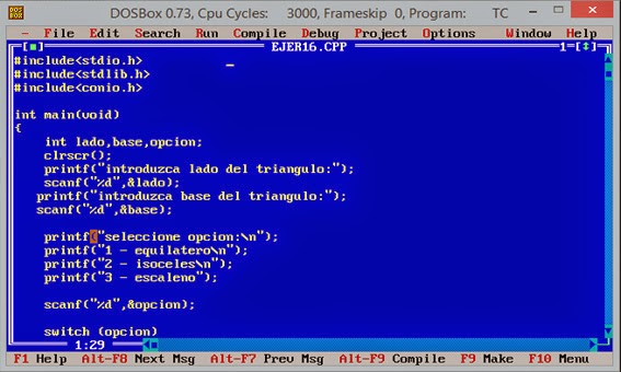programacion básica conalep: ejercicios de la sentencia switch case