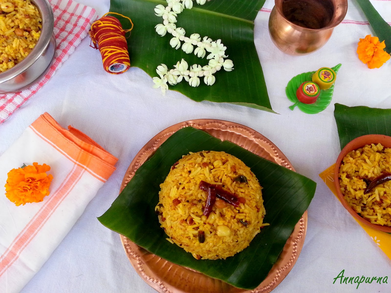 Annapurna: Puliyodharai / Pulihora - South Indian Tamarind Rice Recipe