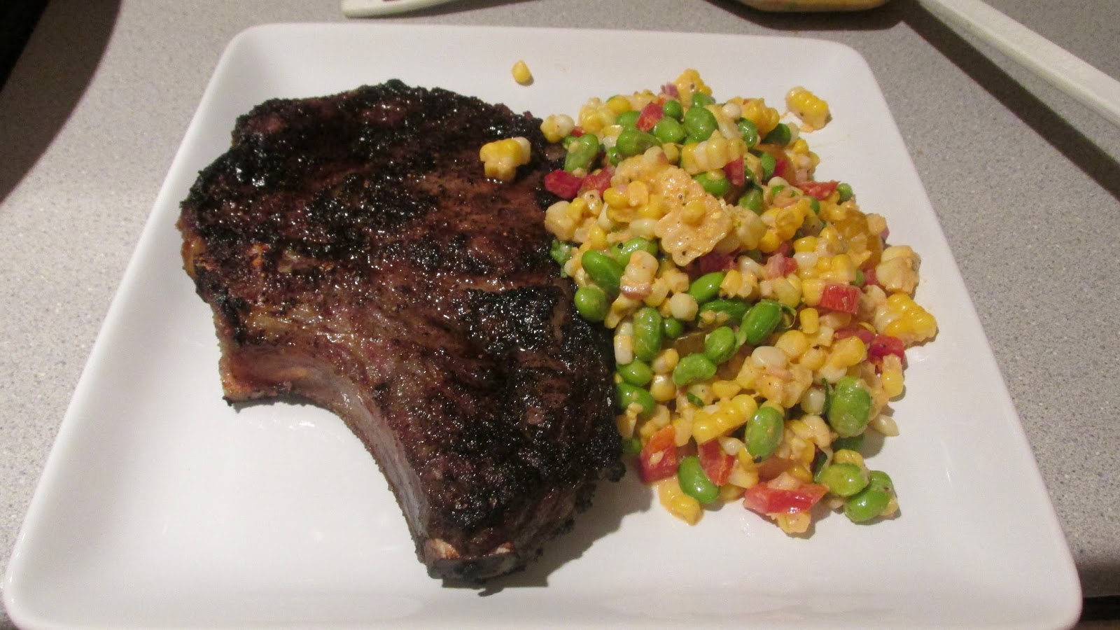 Gremlin Food Mom: Edemame Corn Salad with Grilled Rib-Eye!!!!